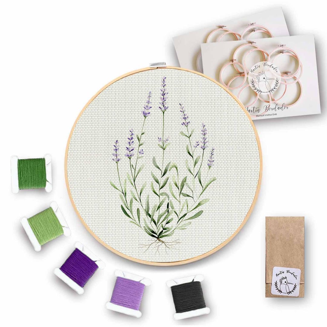 Wildflowers Embroidery Kit, Embroidery Kit, Illustration, Lavender, Rue ...