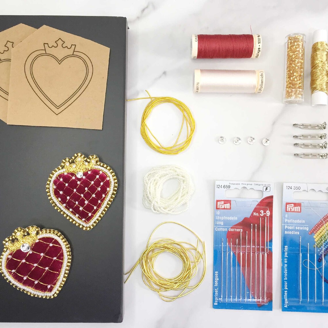 Heart Goldwork Brooch Embroidery Kit, Martín Embroider, Hand Beading ...