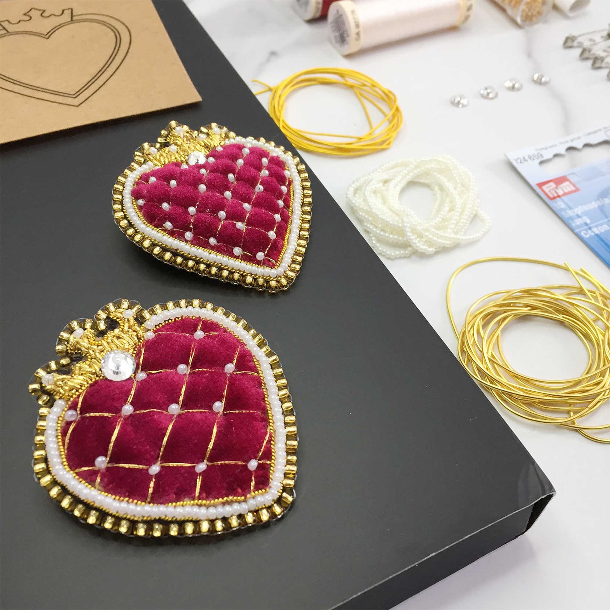 Heart Goldwork Brooch Embroidery Kit, Martín Embroider, Hand Beading ...