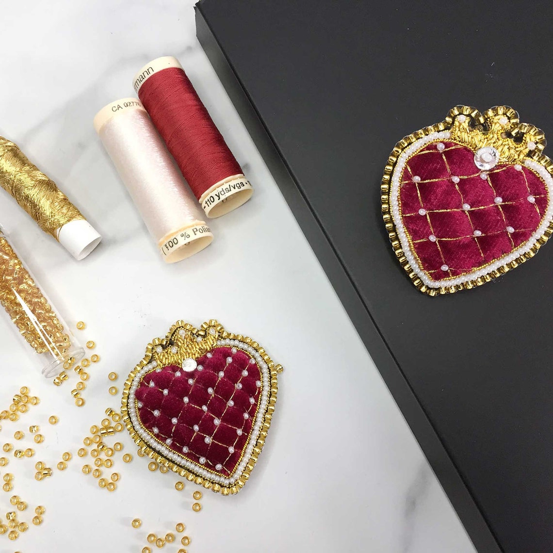 Heart Goldwork Brooch Embroidery Kit, Martín Embroider, Hand Beading ...