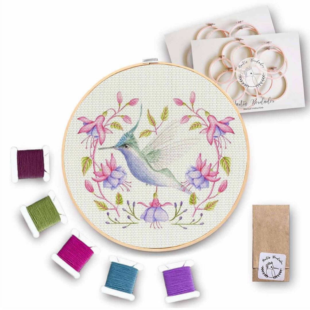 Green-crowned Hummingbird, Mini Kit, Hummingbird Embroidery Kit ...