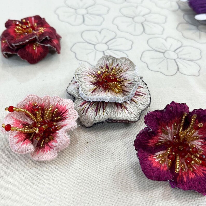 Flowers in Stumpwork Embroidery Kit, Online Class, Embroidery Kit, Diy ...