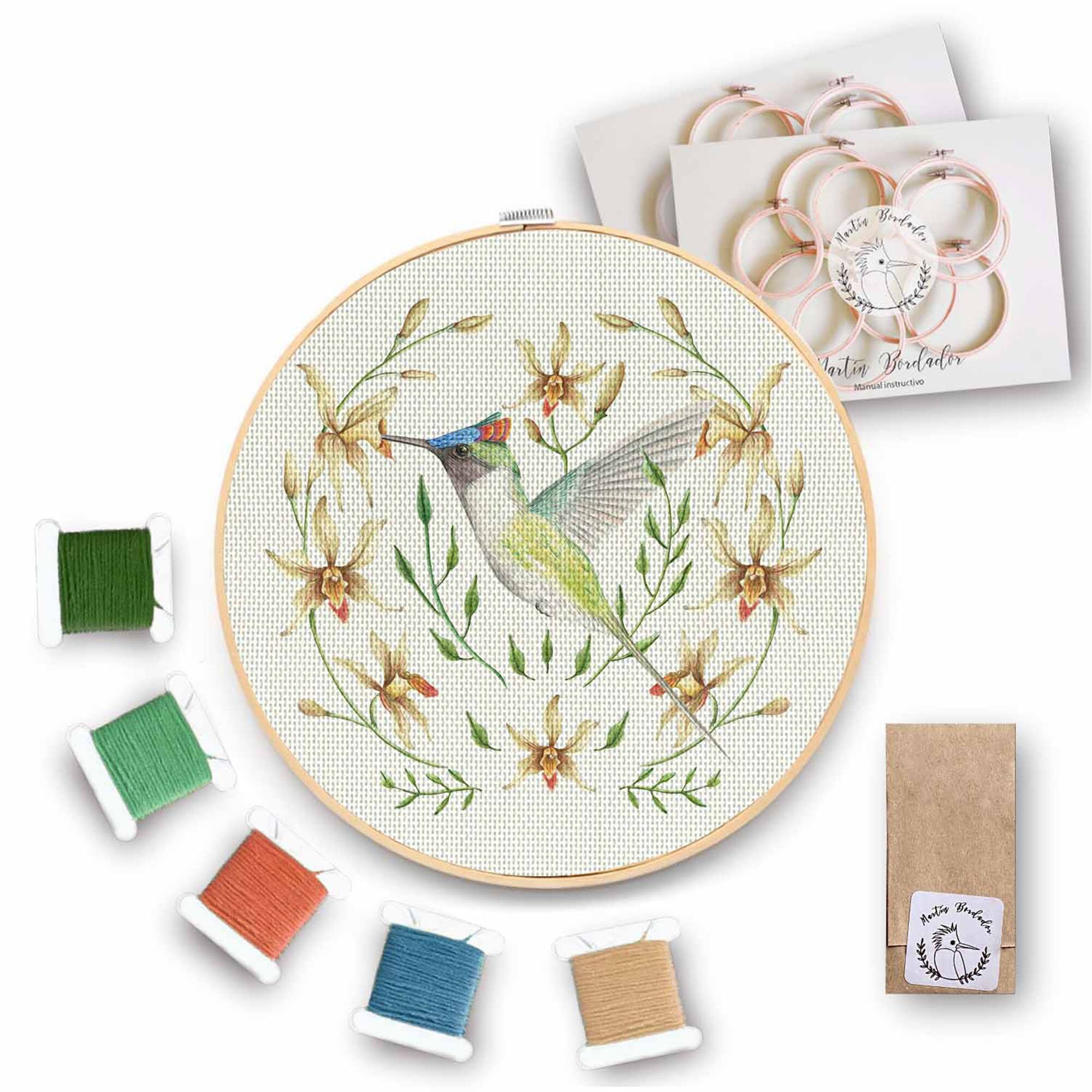 Horned Sungem Hummingbird, Mini Kit, Hummingbird Embroidery Kit, Kit ...