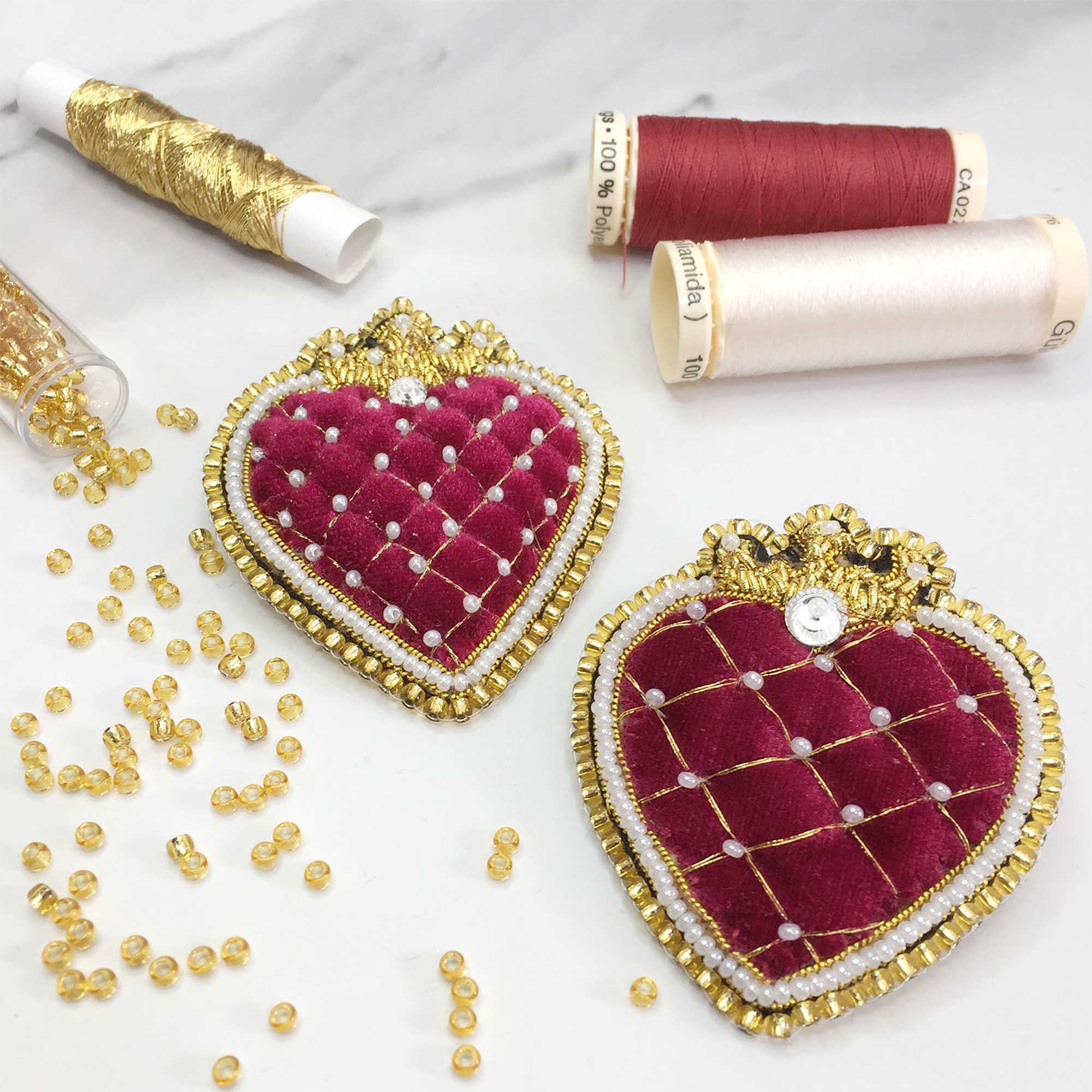 Heart Goldwork Brooch Embroidery Kit, Martín Bordador, Hand Beading ...