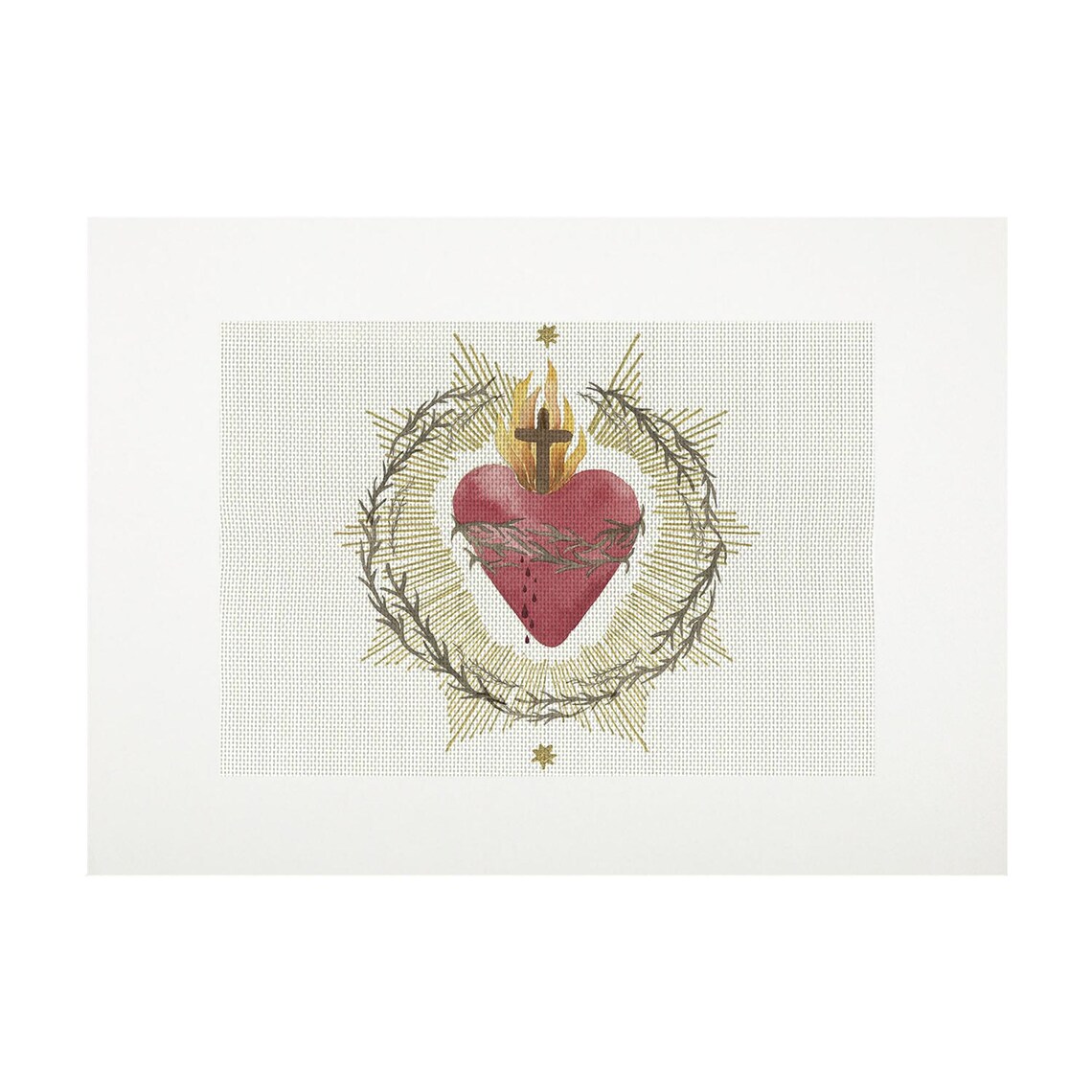Sacred Heart of Jesus Embroidery Pattern, Linen, Ready to Embroider ...
