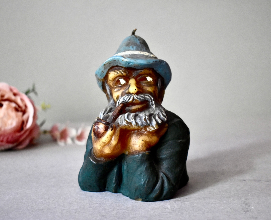 Vintage Candle Figurine Old Man With the Pipe Collectable Figurine Home ...