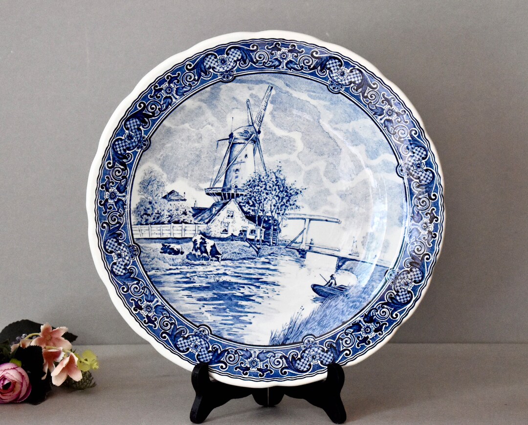 Vintage Porcelain Plate Boch Delfts Home Decor Wall Decor Collectable ...