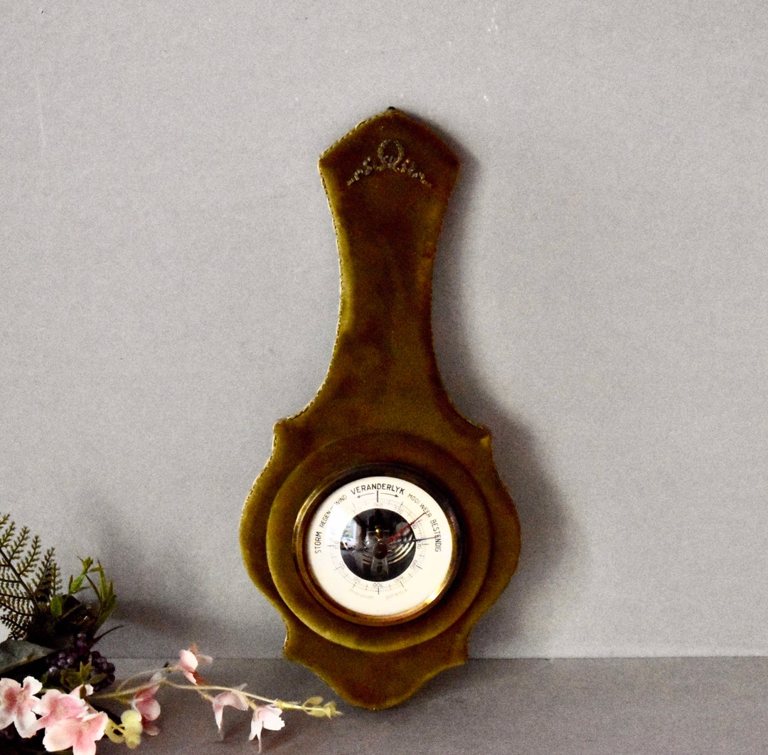 Vintage Green Velvet Barometer Meteorological Station Collectable Gift ...