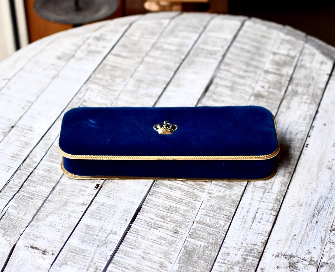 Vintage Blue Velvet Jewelry Box Paper Trinket Box Retro - Etsy