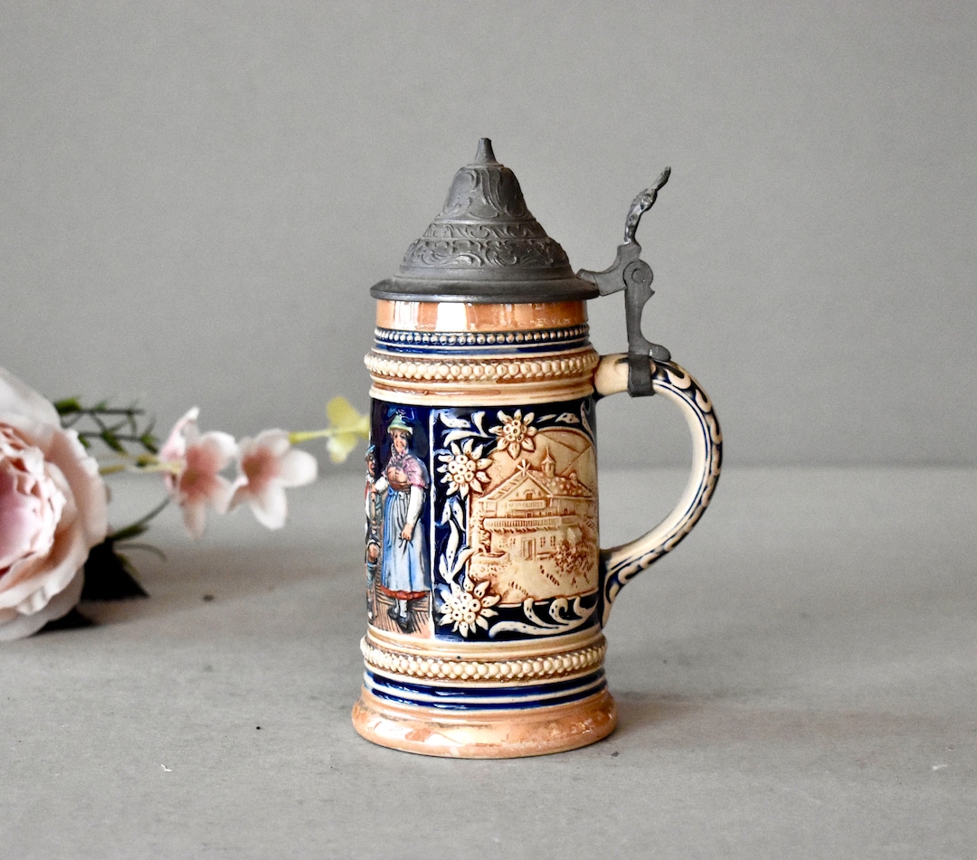 Ceramik Beer Mug Vintage Pottery Home Decor Beer Stein Rustic German ...
