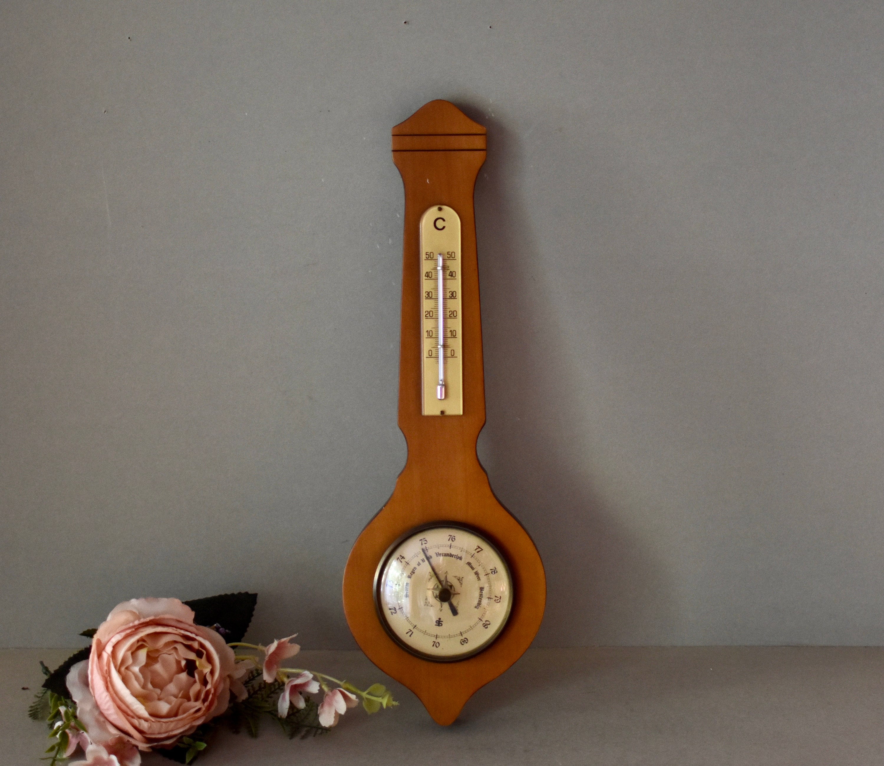 Vintage Wall Barometer Thermometer Meteorological Station Nautical ...