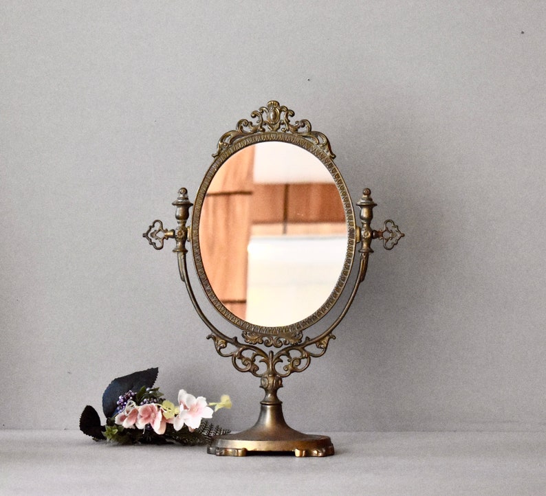 Vintage Bronze Table Mirror Baroque Makeup Mirror Home Decor - Etsy