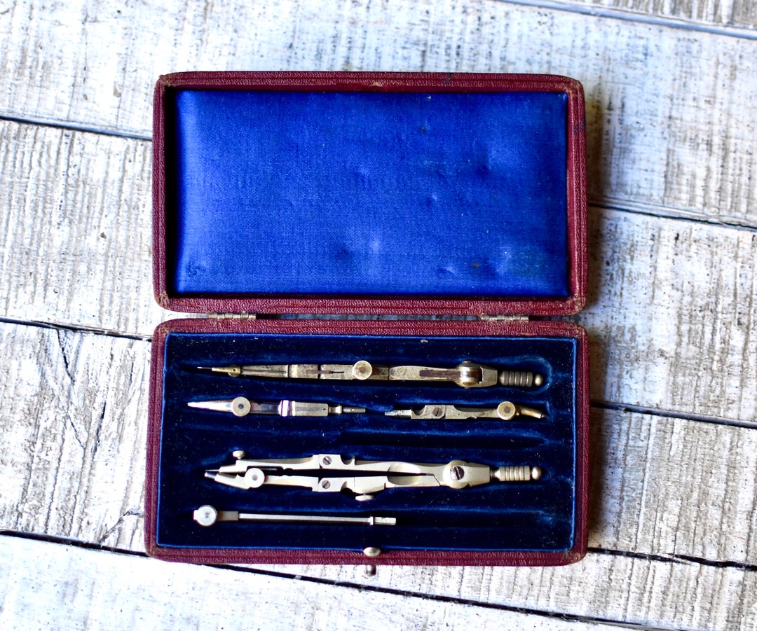 Antique Professional Compasses Drawing Tools Set Collectable Drawing ...
