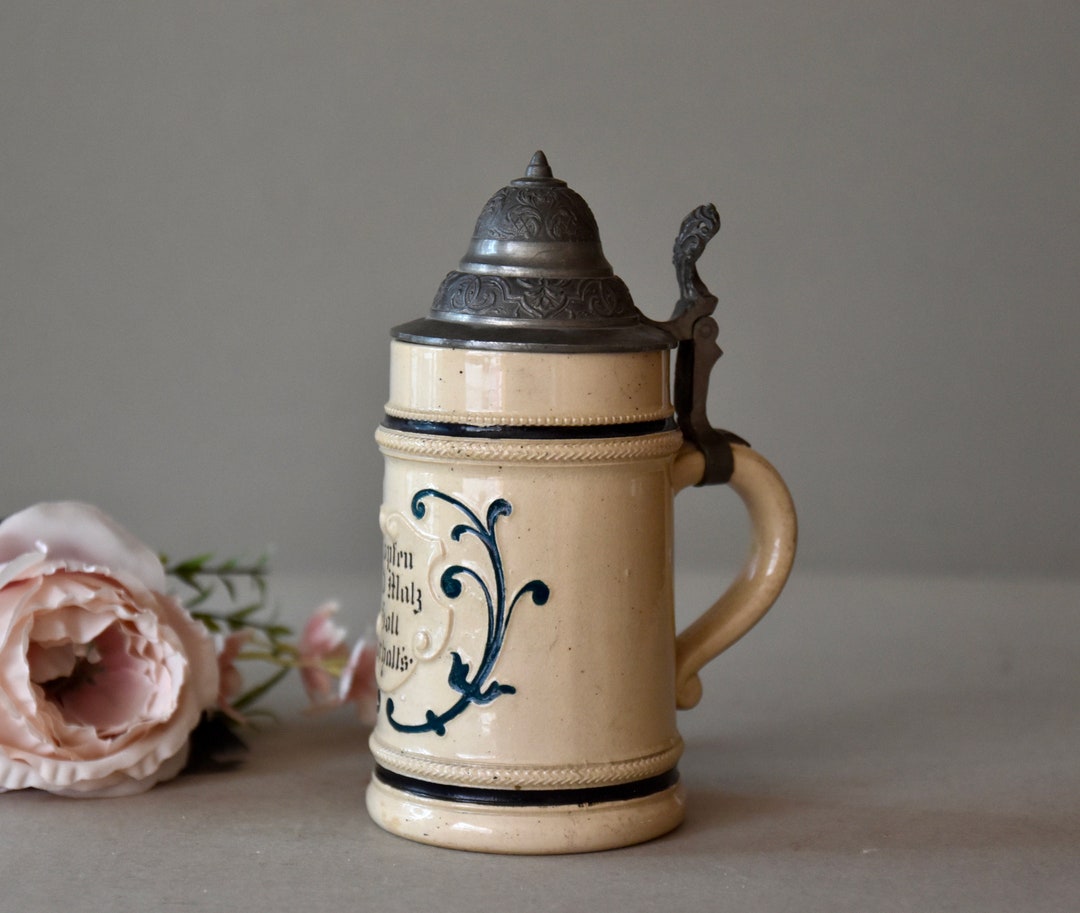 Vintage Ceramic Beer Mug Zinc Lid Beer Stein Collectable German Beer ...