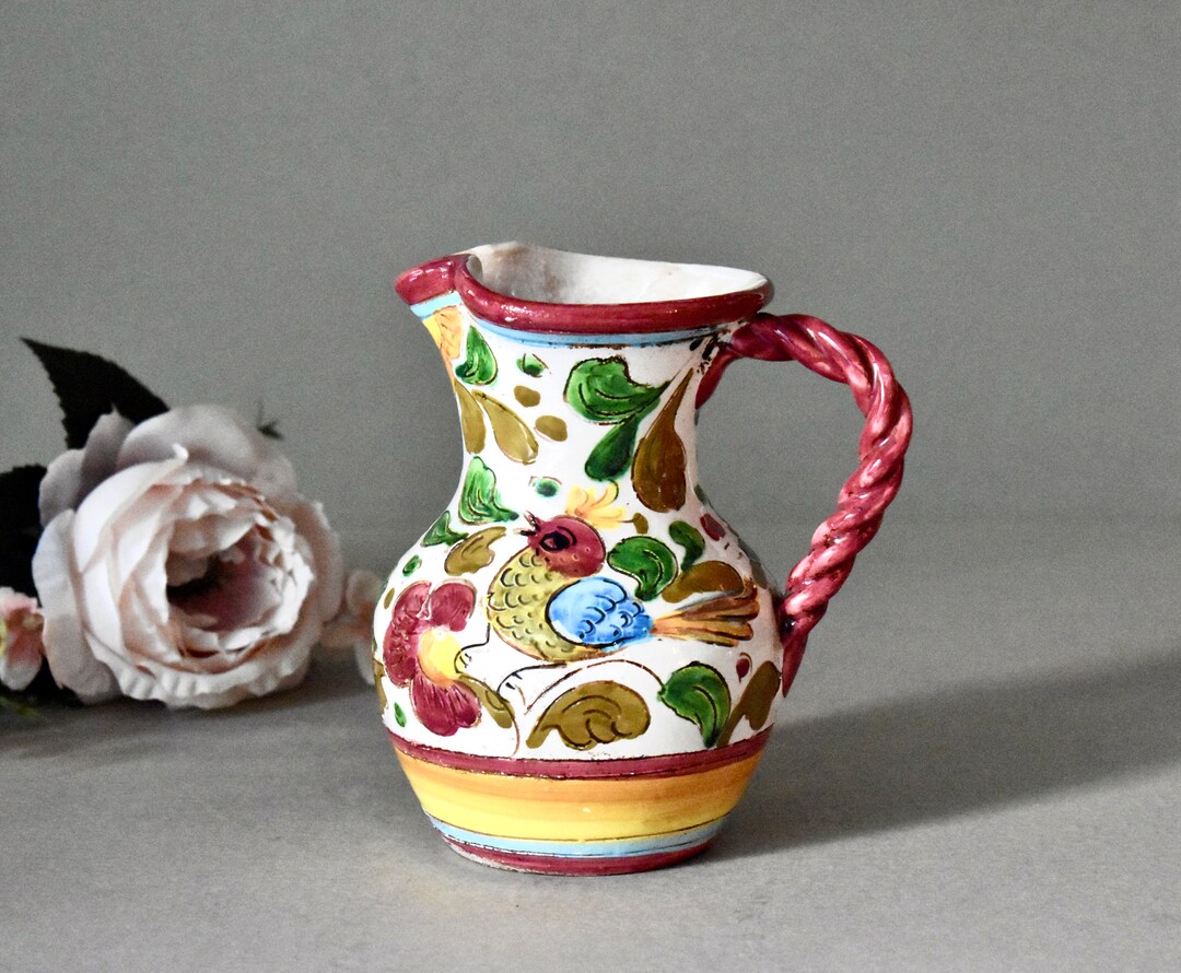 Vintage Ceramic Pitcher Deruta Italian Ceramic Flowers Home Decor - Etsy