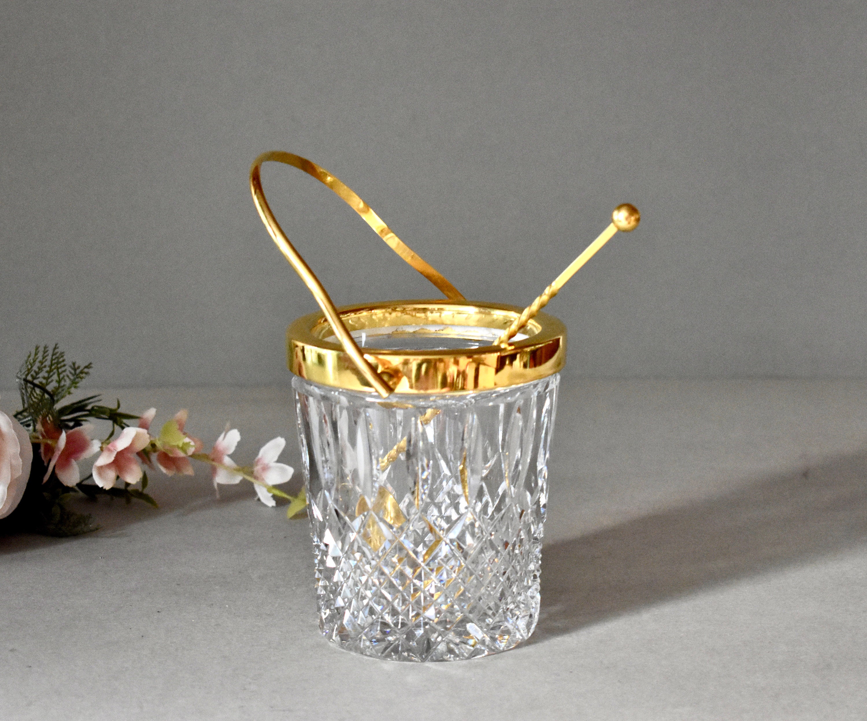 Vintage Cut Crystal Ice Cube Bucket Gilded Ice Bucket Bohemia - Etsy