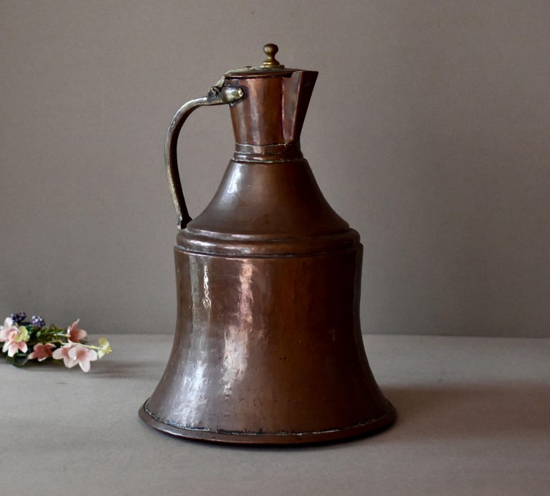 Antique Copper Water Jug Ethnographic Copper Pitcher Hand Hammered ...
