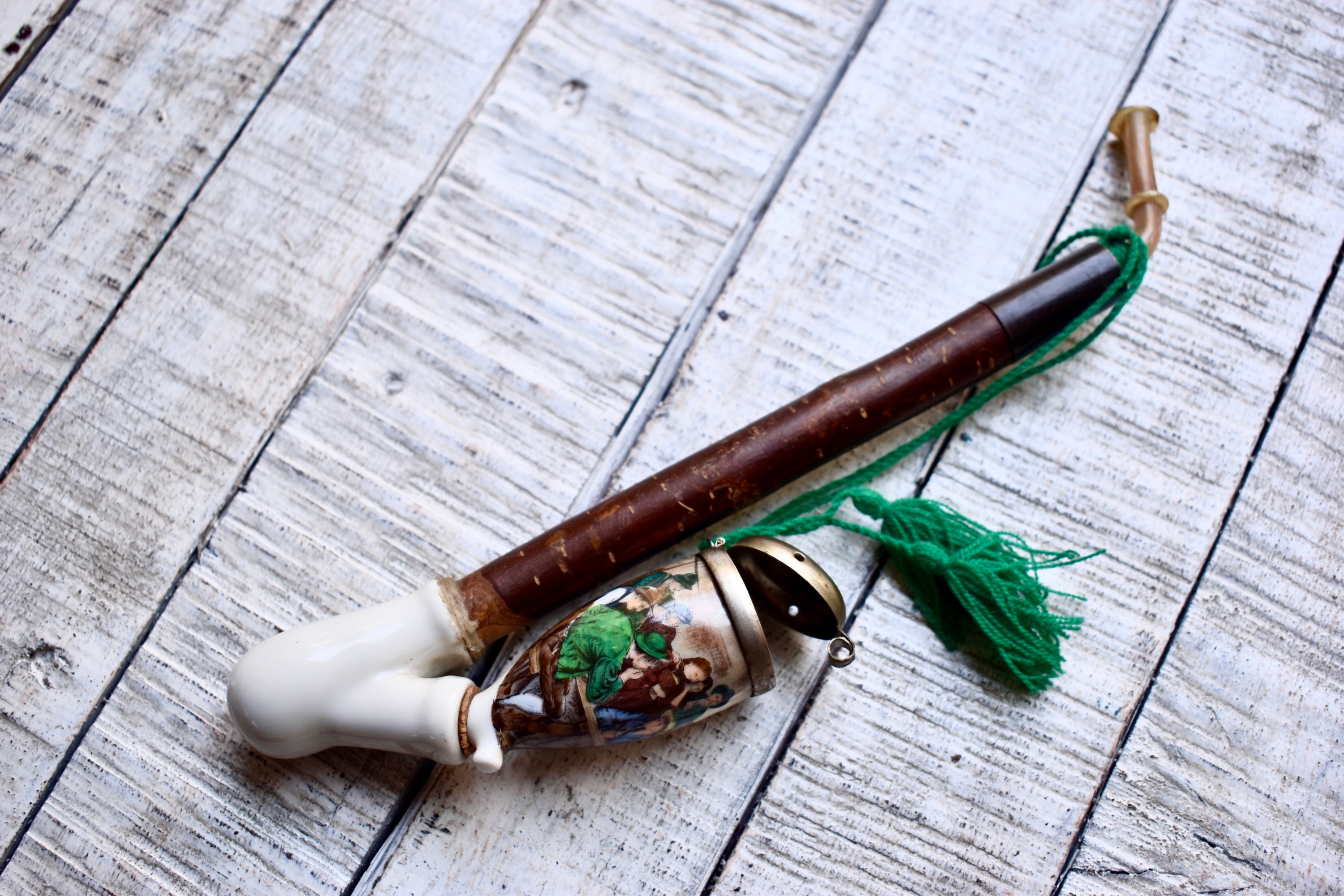 Antique Porcelain Pipe With Boone Collectable Gift Hunting Pipe German ...