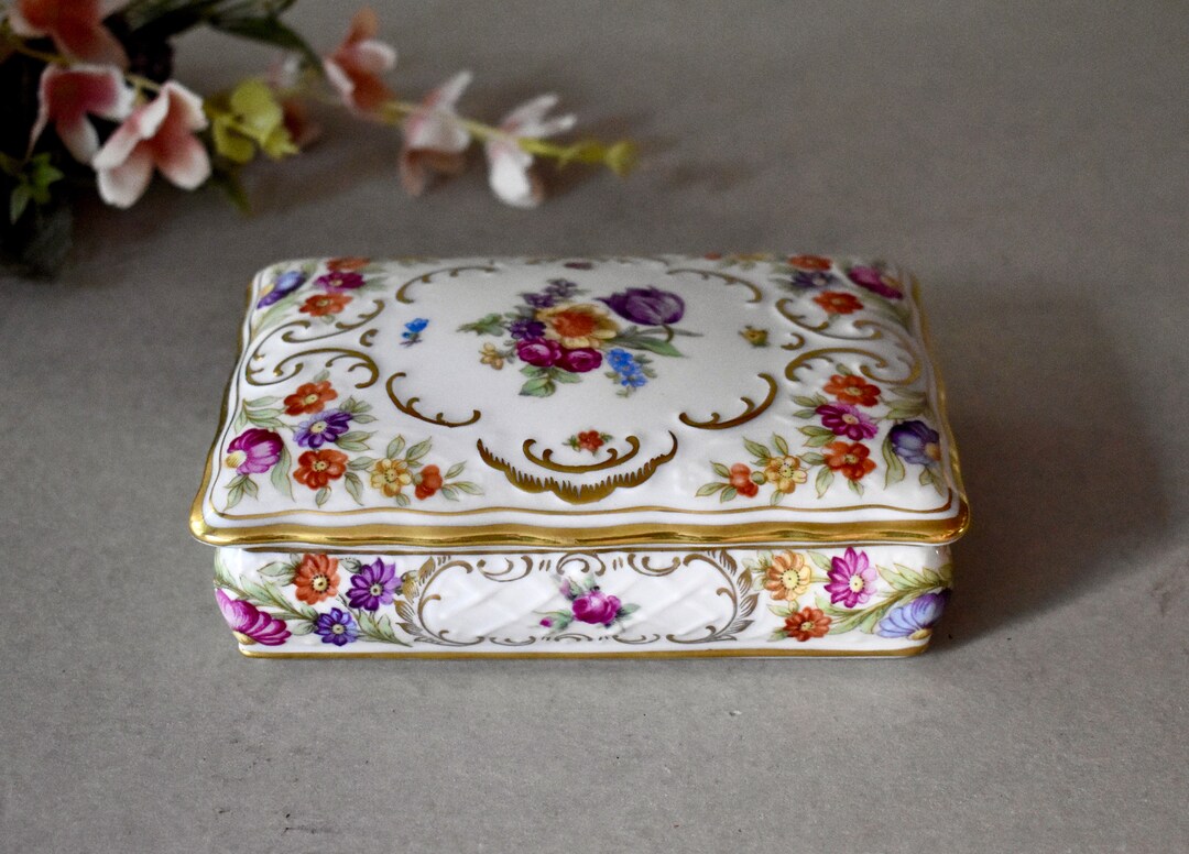 Vintage Meissen Porcelain Jewelry Box Hand Painted Flowers - Etsy