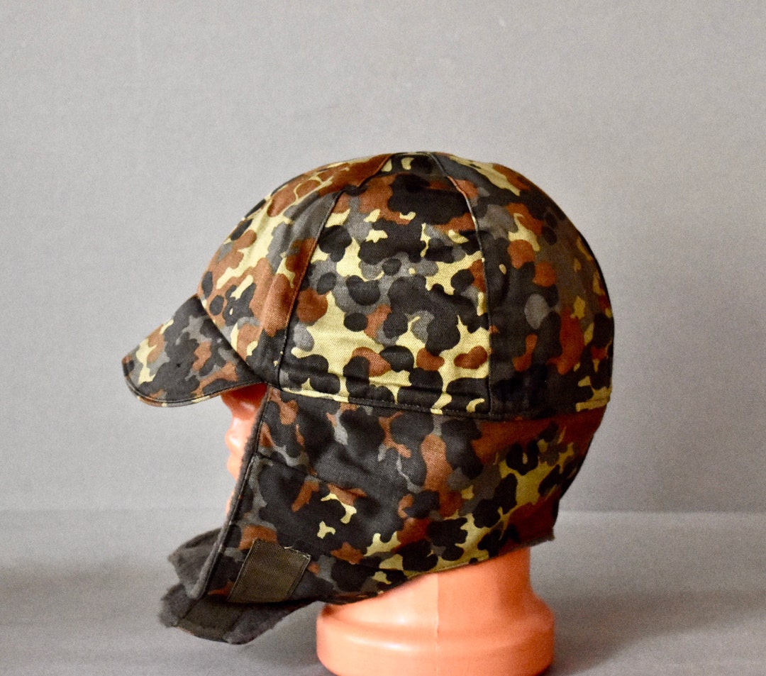 Vintage German Army Winter Hat Camouflage Polar Tank Division Military ...