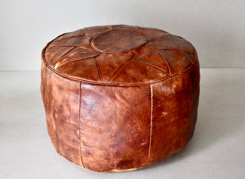 Vintage Moroccan Leather Stool Taburetka Oriental Pouffe Pouf Footstool ...
