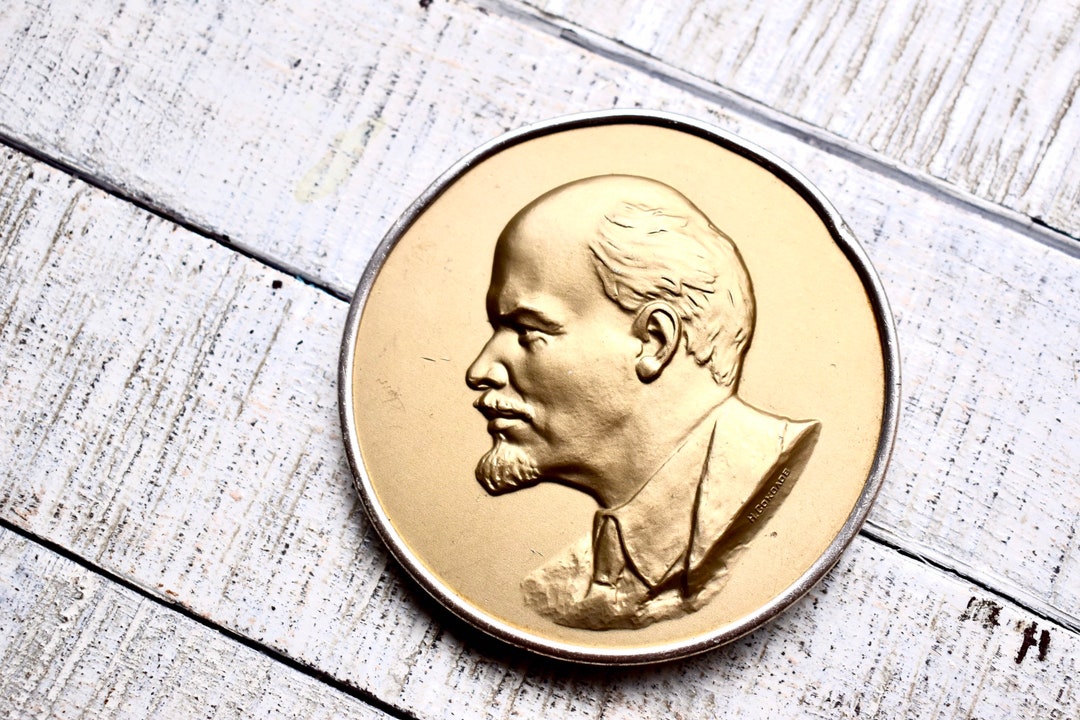 Vintage Bronze Casting Plaque Soviet Lenin Industrial Decor Propaganda ...