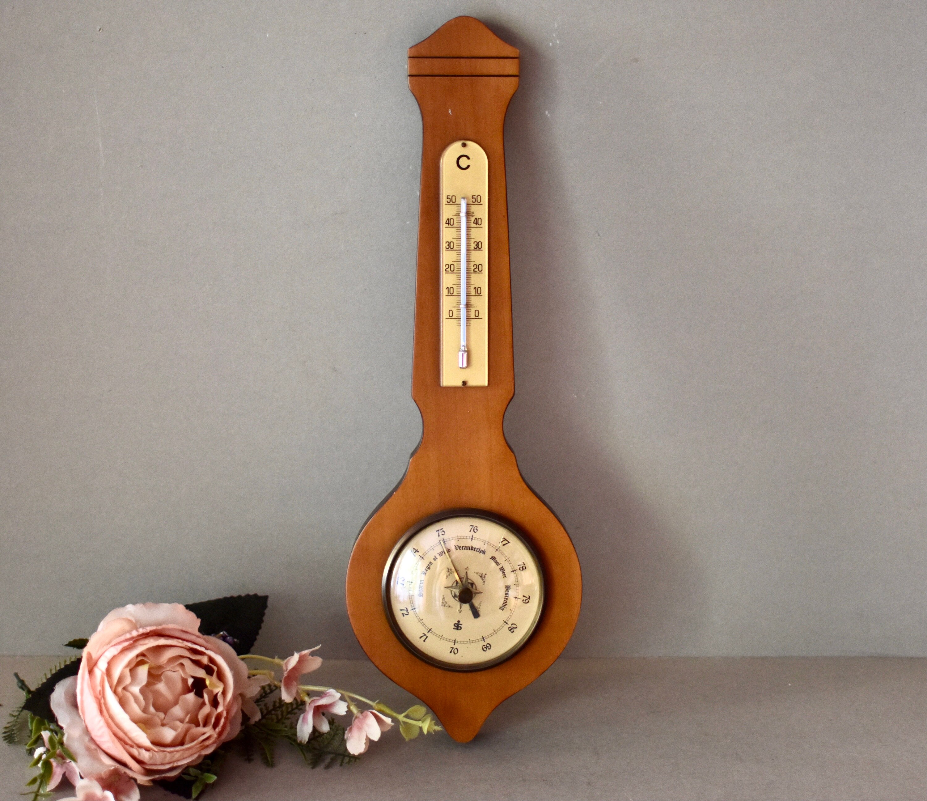 Vintage Wall Barometer Thermometer Meteorological Station Nautical ...