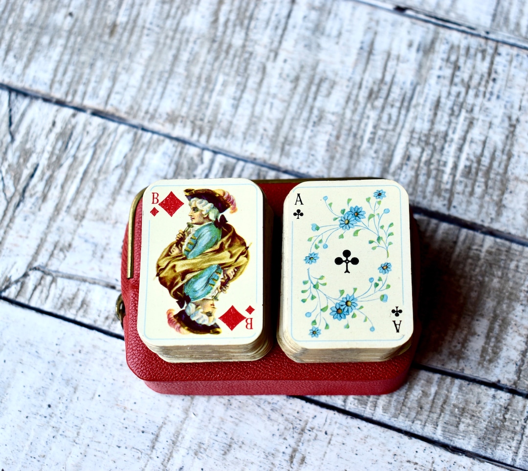 Vintage Set Small Cards Playing Cards in Case Vintage Cards - Etsy