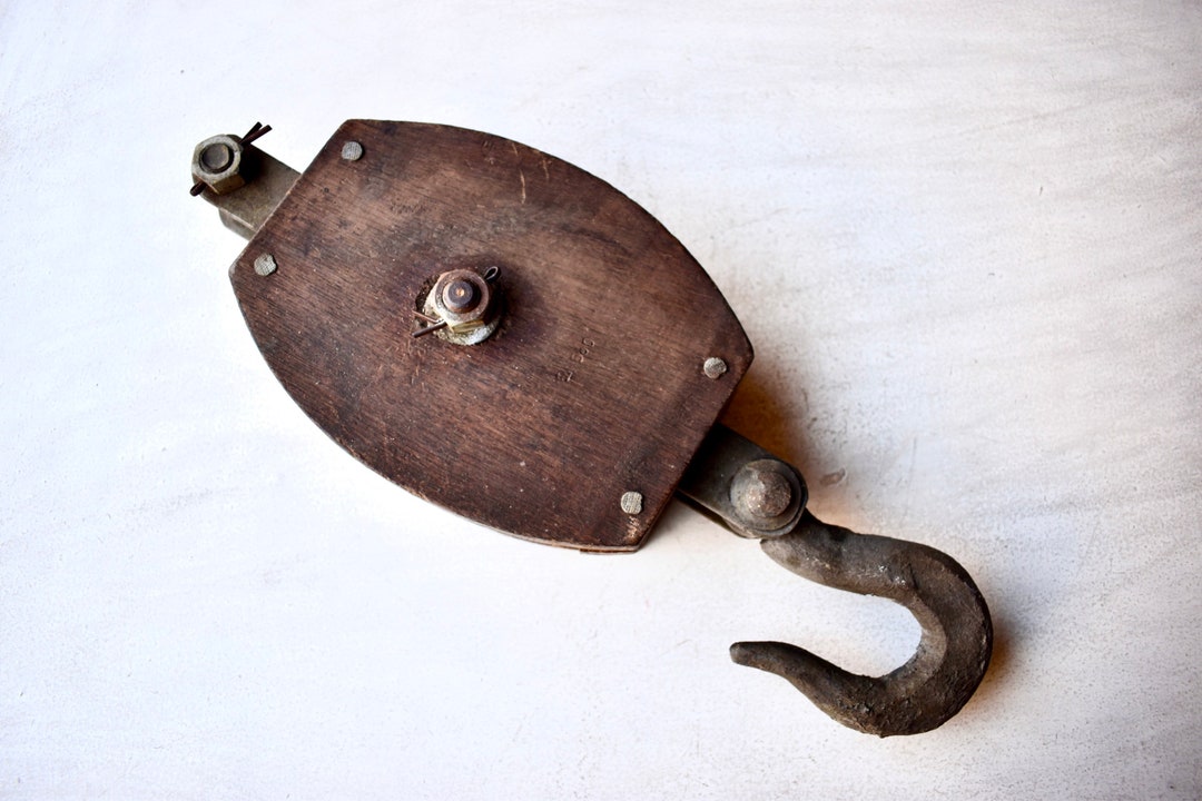 Vintage Large Wooden Block Ship Pulley Hoist Antique Ship Lifting Block ...
