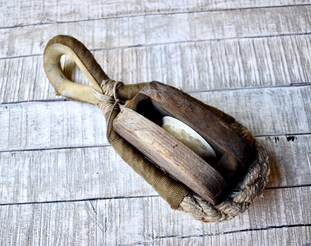 Vintage Wooden Block Ship Pulley Hoist Antique Ship Lifting Block Home ...