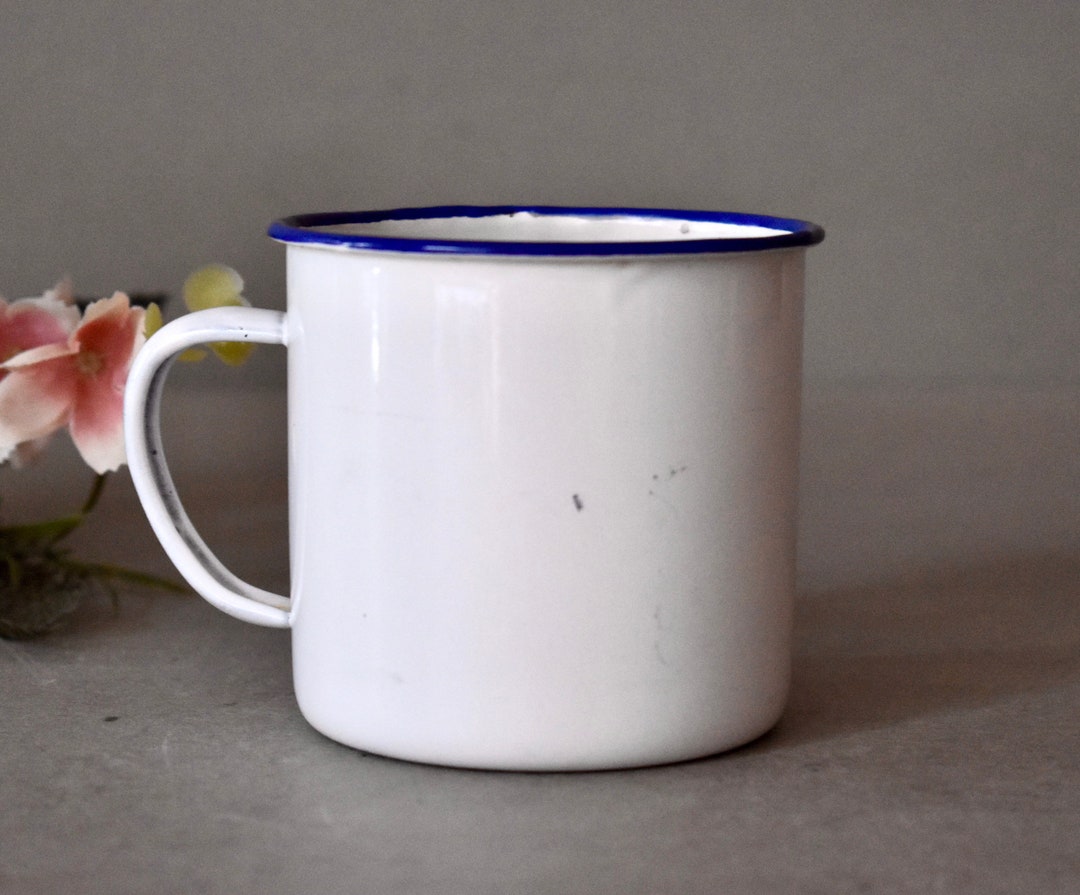 Vintage Enamel Cup Coffee or Tea Vintage Cup Gift Rustic Decor Camping ...