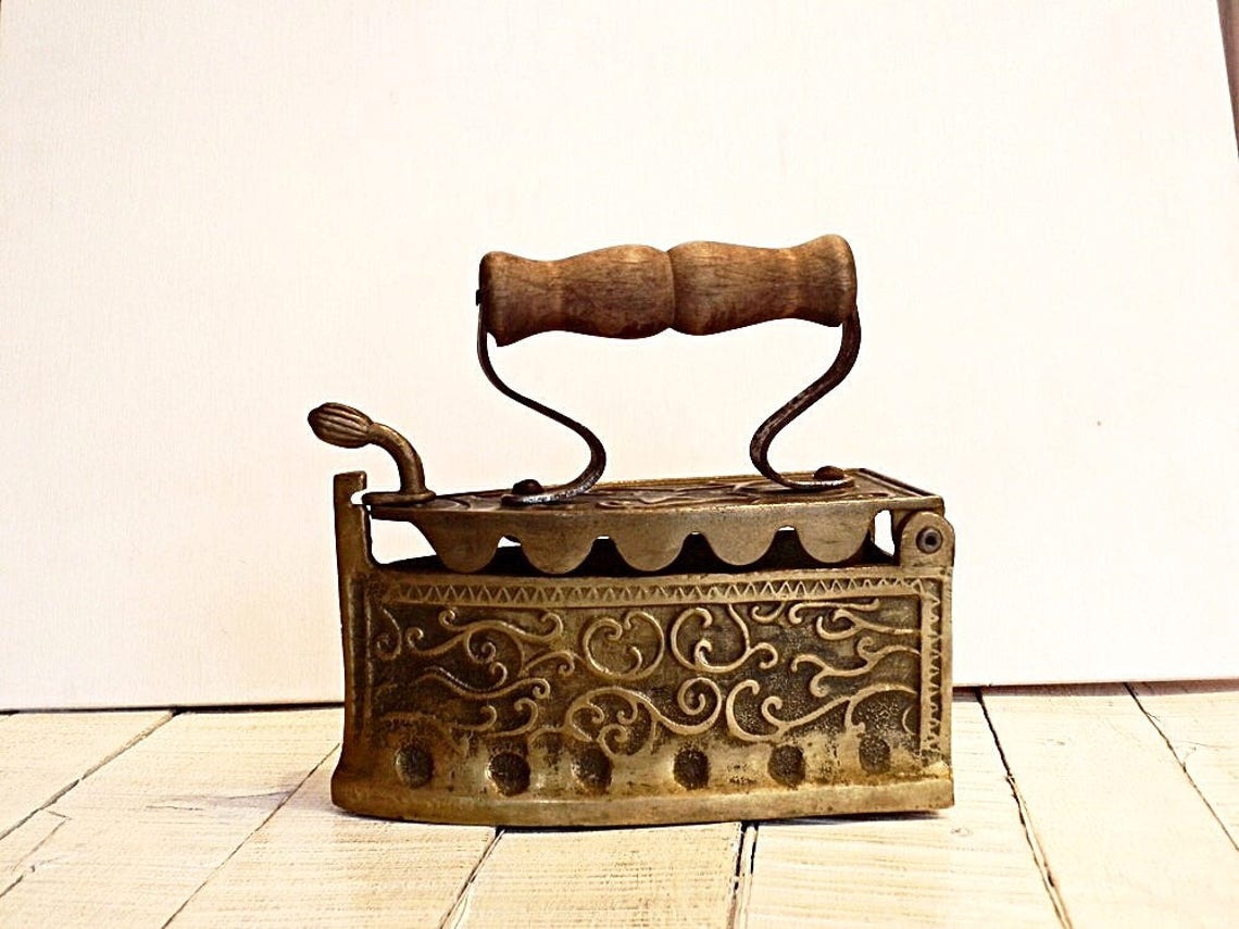 Vintage Iron Brass, Home Decor Iron, Rustic Iron Brass, Old Farm Iron ...