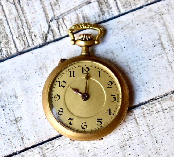 Antique Bronze Pocket Watch Roskopf Collectable Art D… - Gem