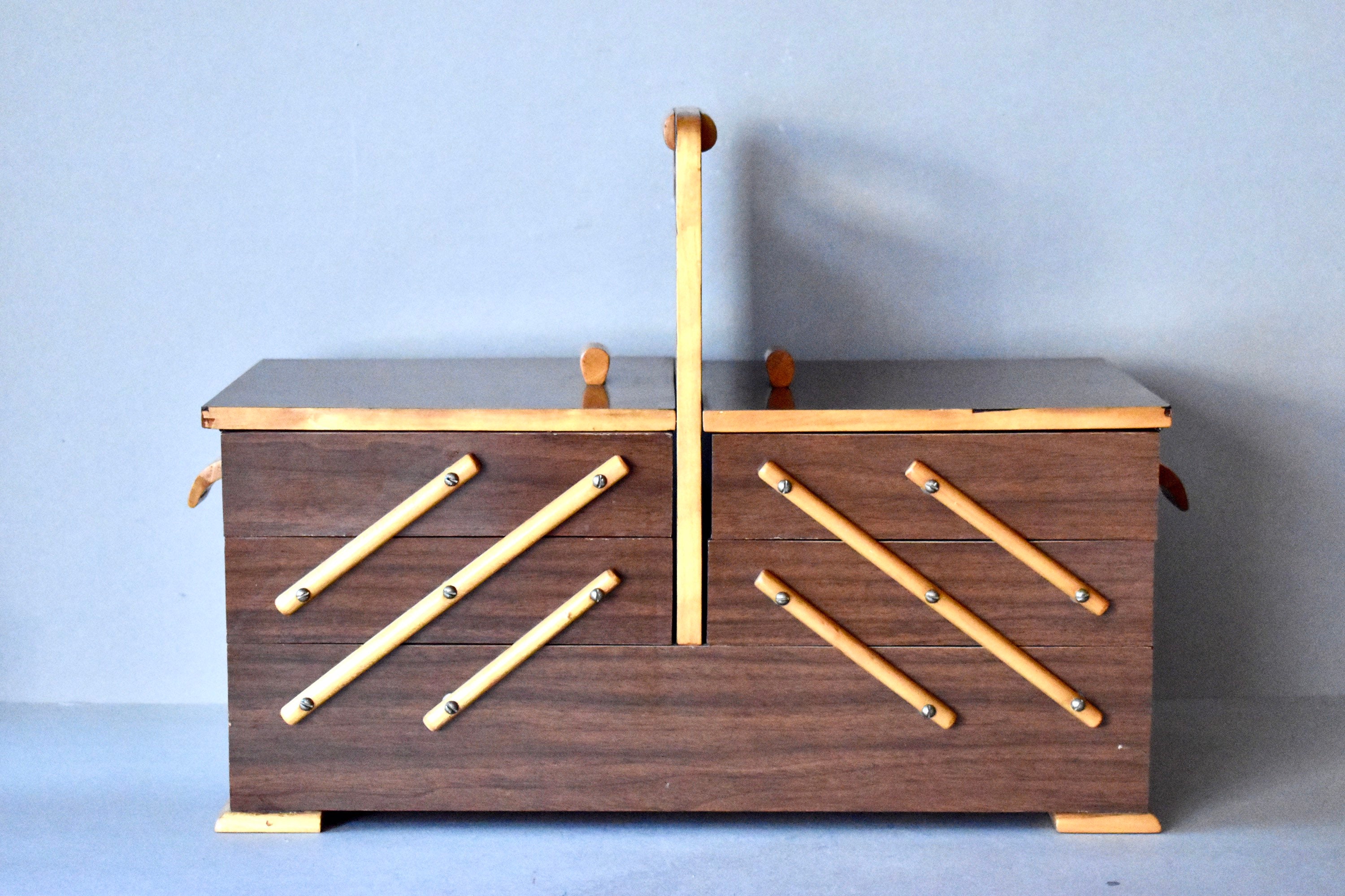 Vintage Wooden Sewing Box Sewing Organizer Sewing Tools - Etsy