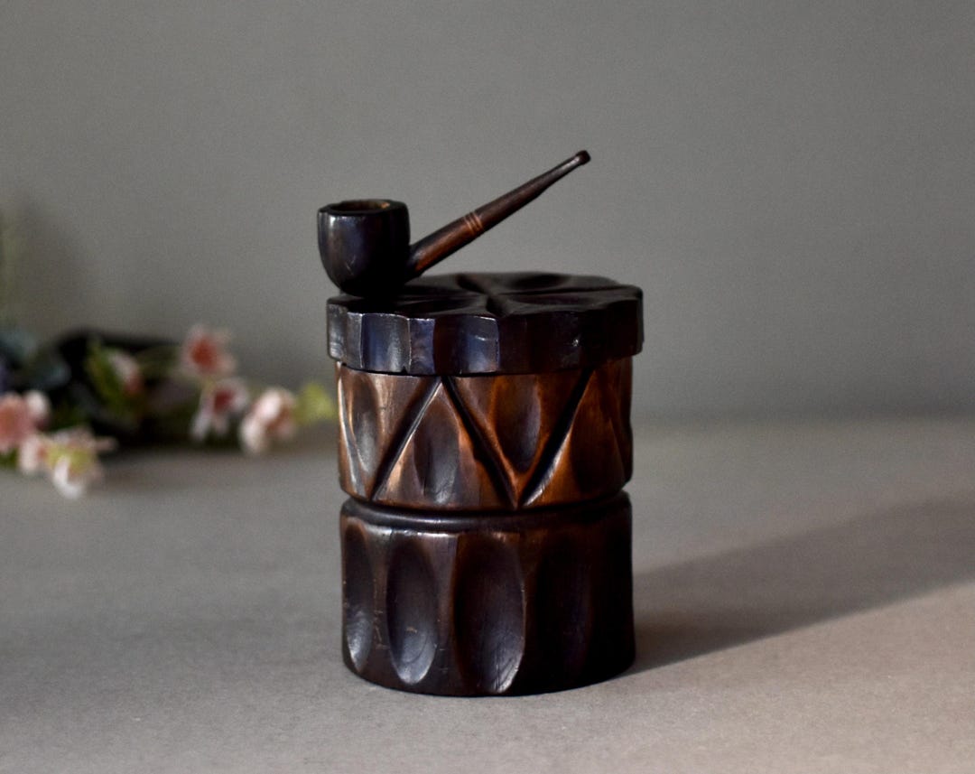 Vintage Wooden Tobacco Storage Jar Retro Pipe Tobacco Box - Etsy