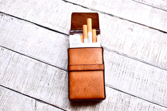 Vintage Leather Cigarette Case Retro Cover Real Lea… - Gem