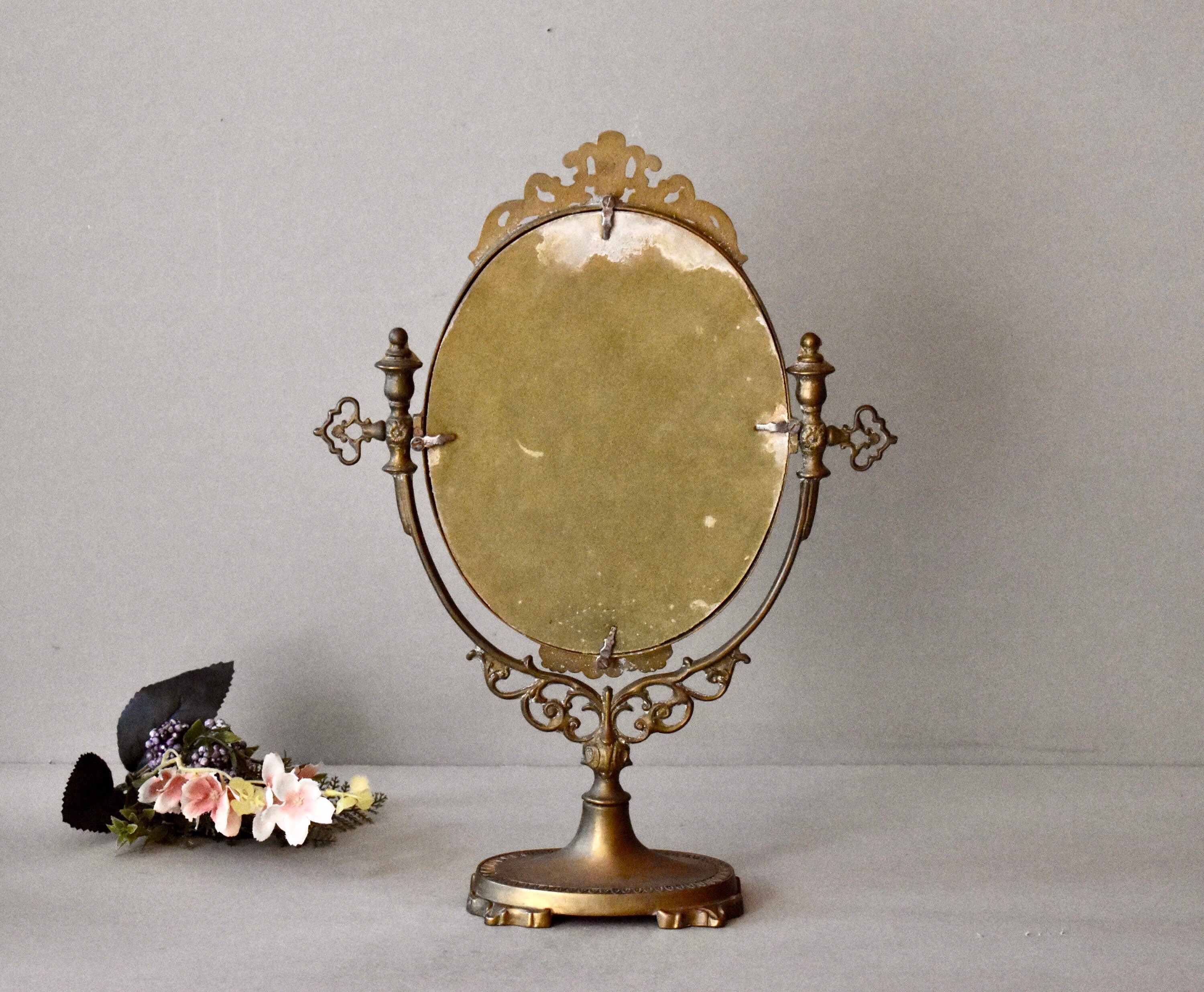 Vintage Bronze Table Mirror Baroque Makeup Mirror Home Decor - Etsy