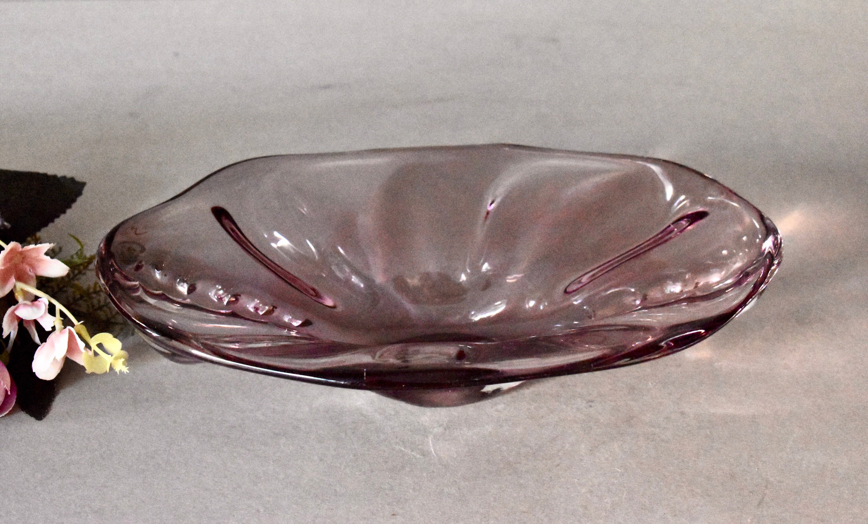 Vintage Amethyst Glass Bowl Studio Art Glass Decorative Fruit - Etsy