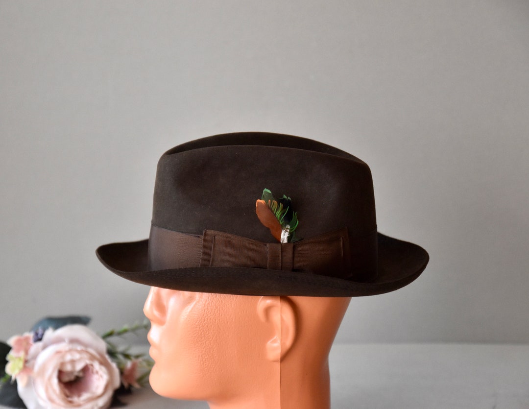 Vintage Mans Hunting Hat Brown Velvet Hunting Hat Vintage Gift - Etsy
