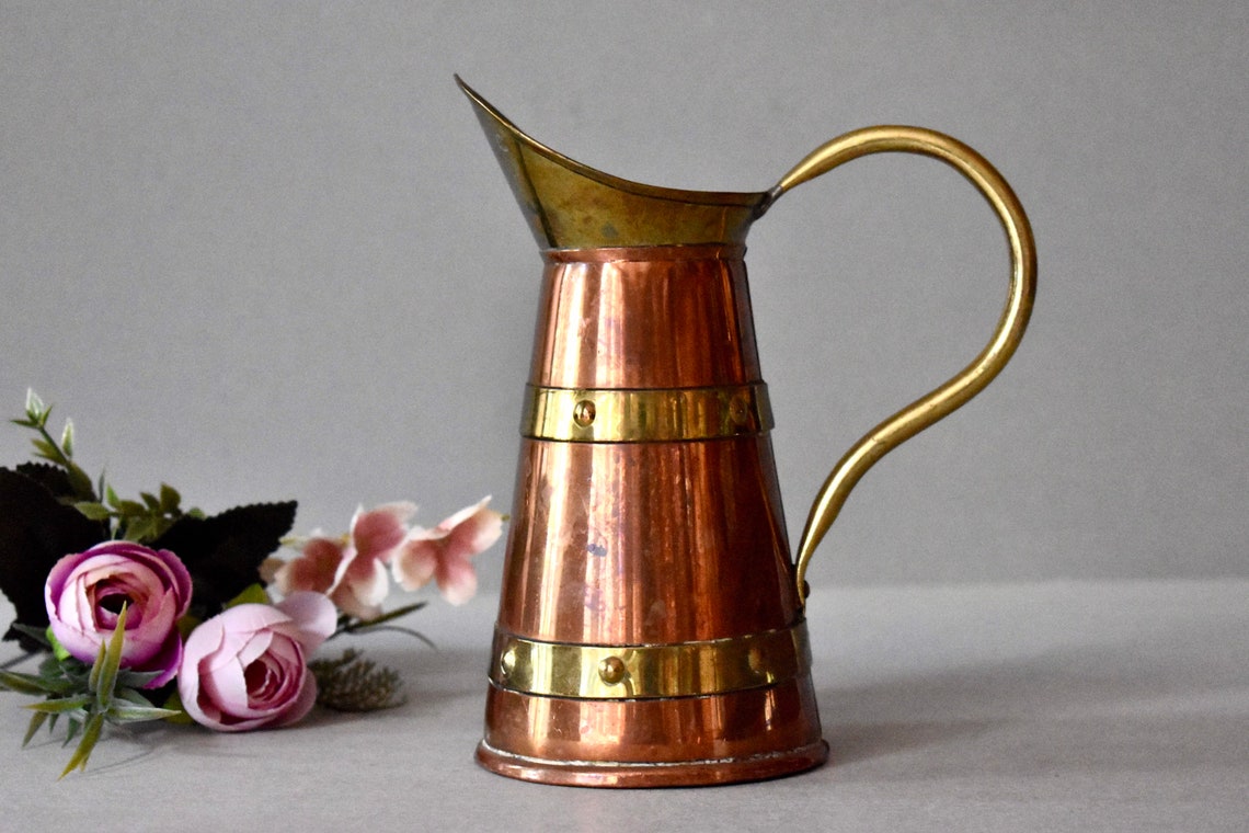 Vintage Copper and Brass Pitcher Home Decor Rustic Decor - Etsy