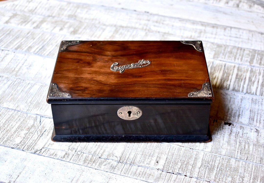 Antique Wooden Cigarette Box Silver Antique Gift Tobacco Box - Etsy