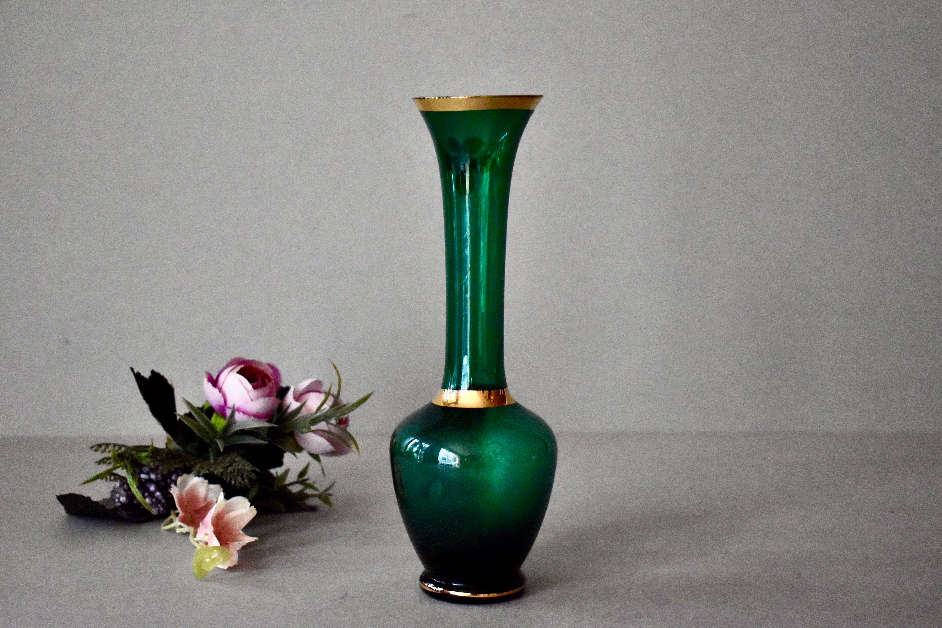 Antique Bohemia Glass Vases Hand Painted Gilded Colored Vases - Etsy