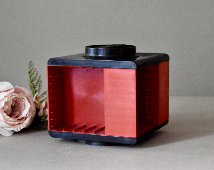 Vintage Audio Cassette Tape Holder Rotating Red Cassette Storage Stand ...