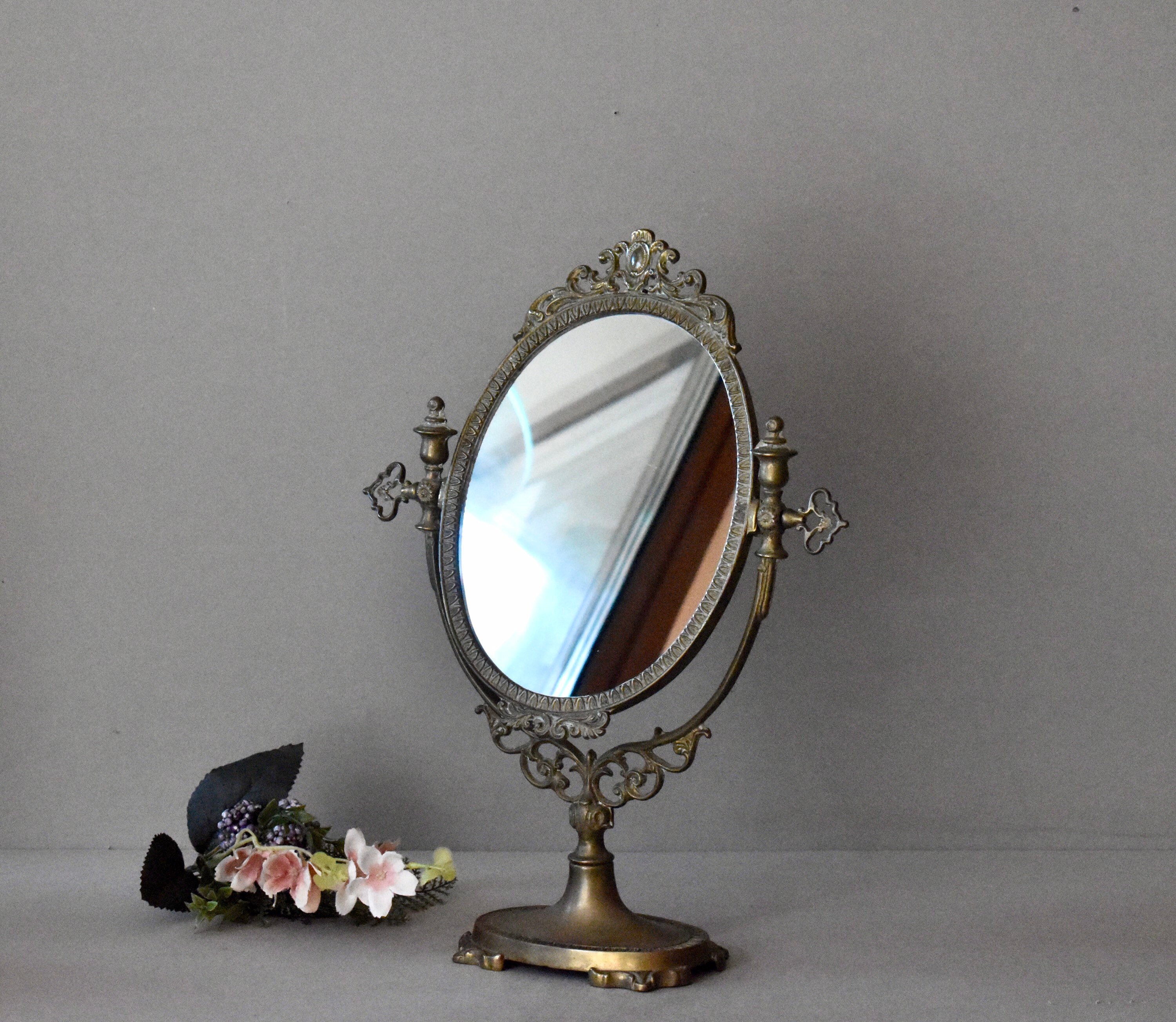 Vintage Bronze Table Mirror Baroque Makeup Mirror Home Decor - Etsy