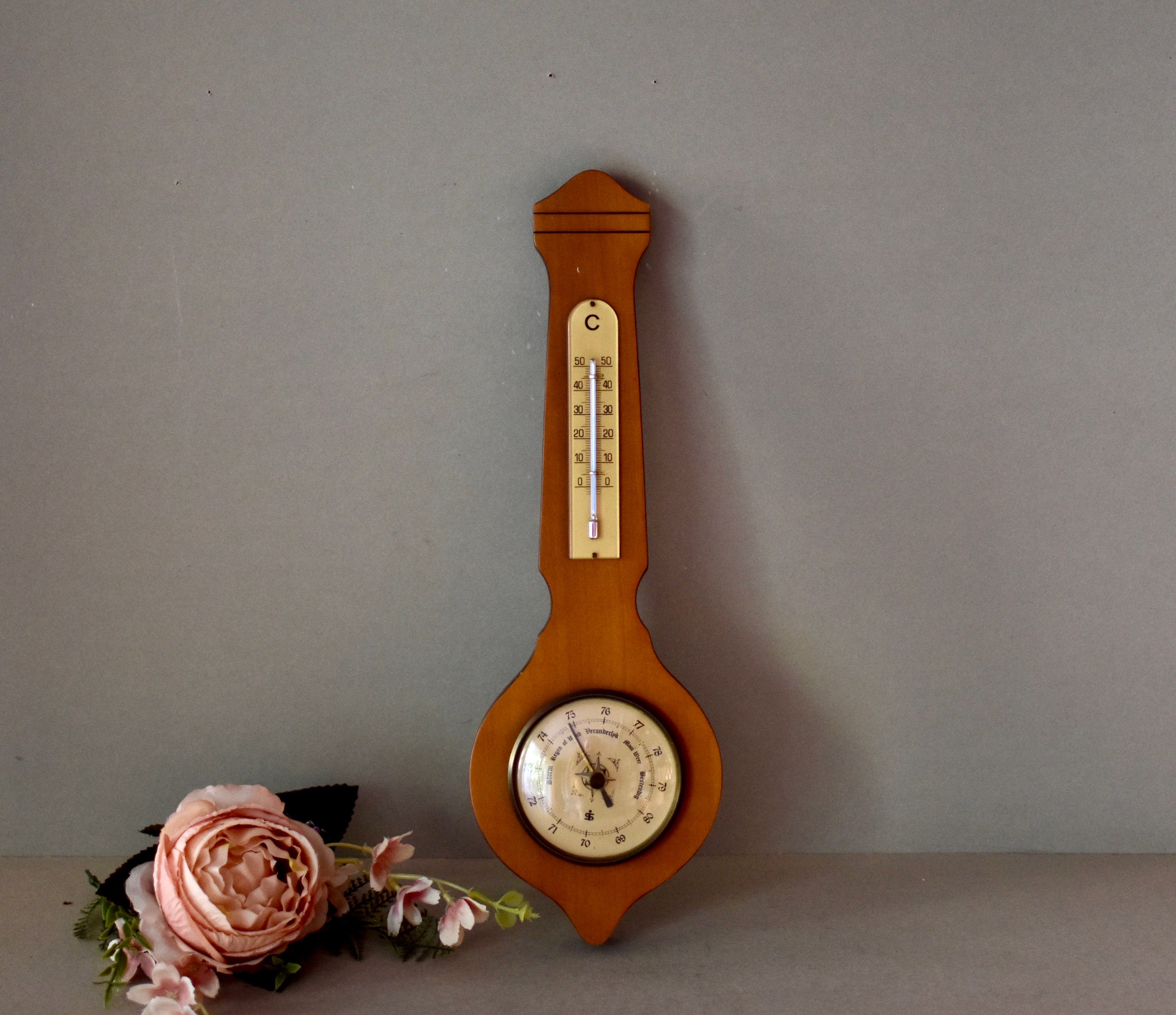 Vintage Wall Barometer Thermometer Meteorological Station Nautical ...