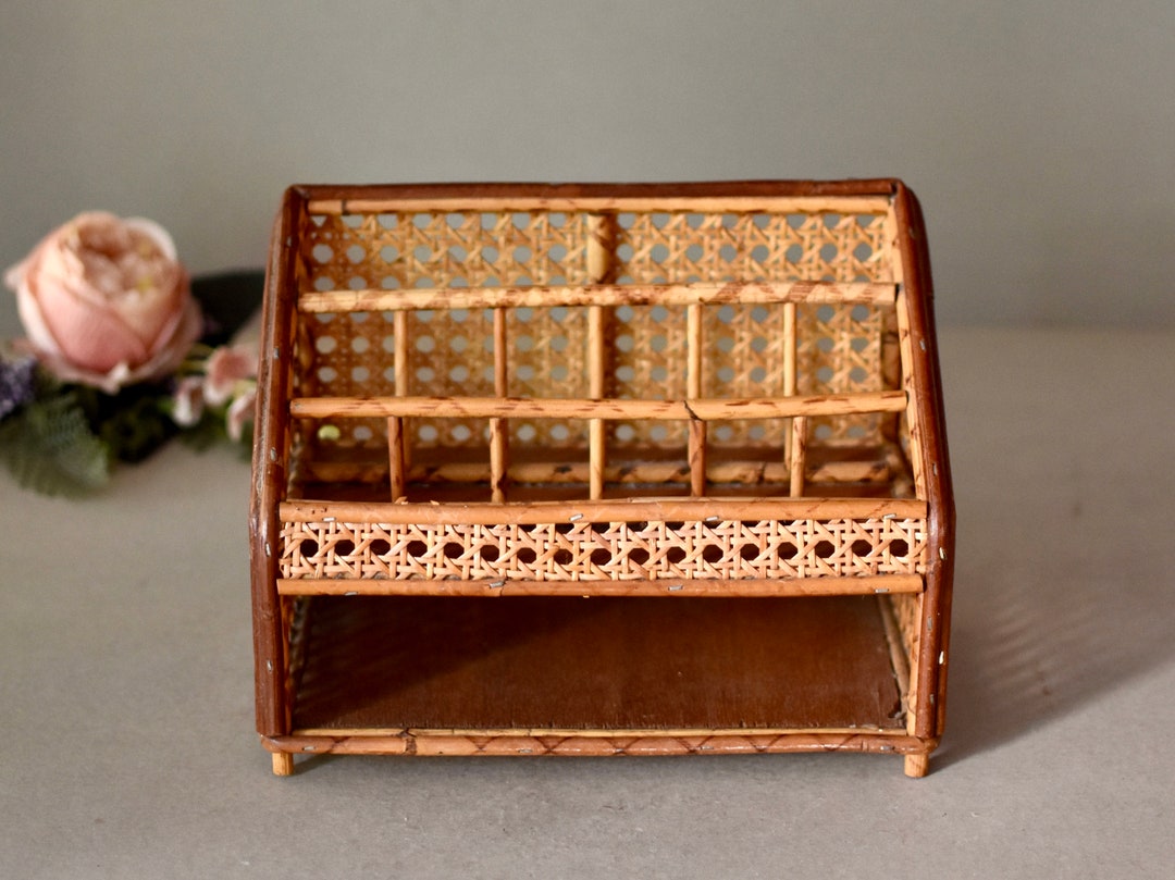Vintage Rattan Letters Stand Desk Fidy 1960 Letters Rack - Etsy