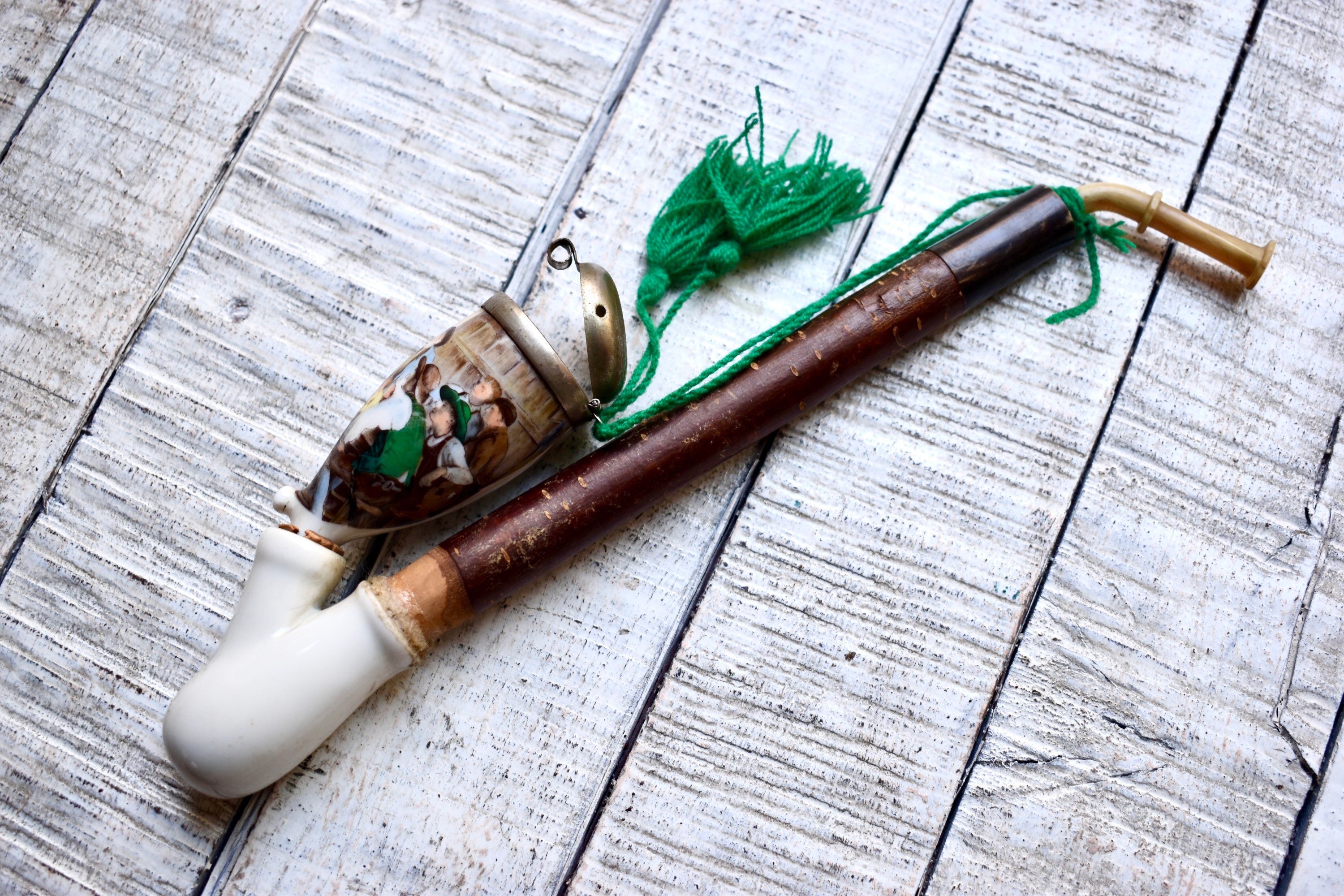 Antique Porcelain Pipe With Boone Collectable Gift Hunting Pipe German ...