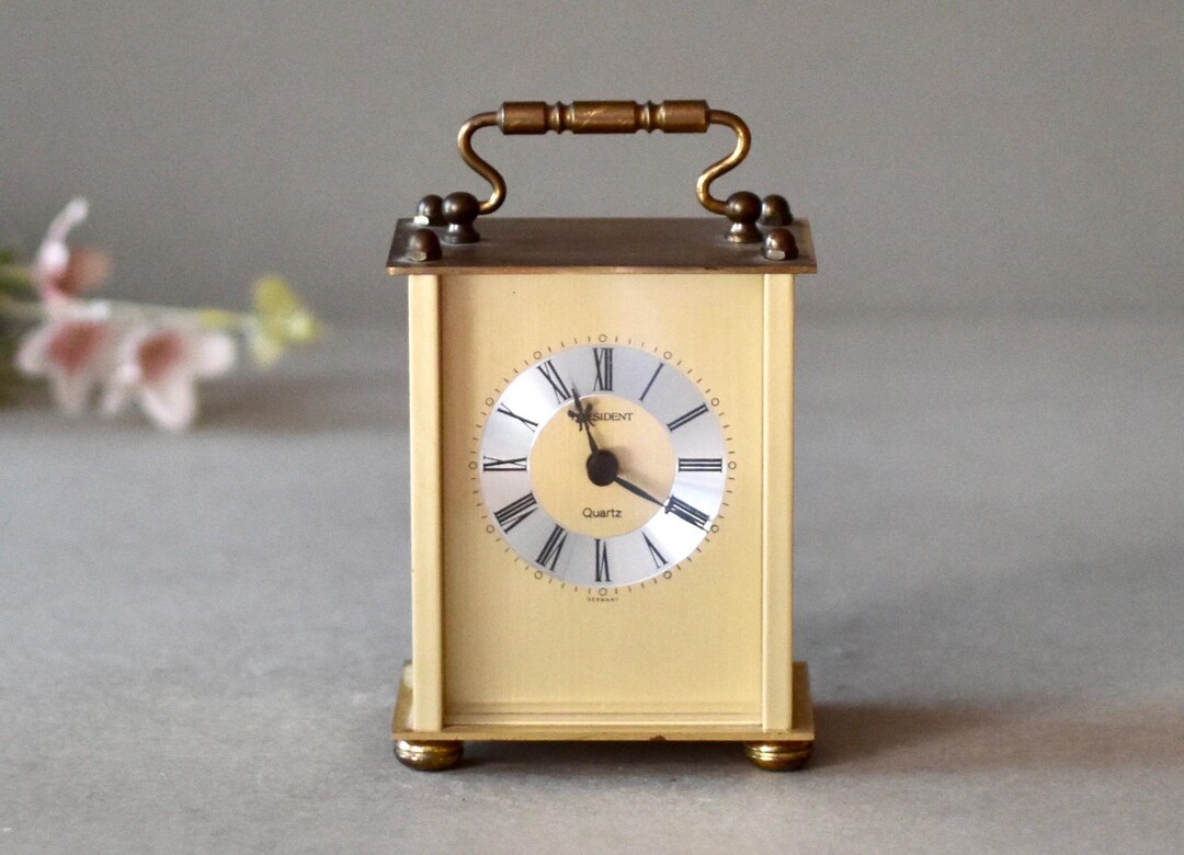 Vintage Brass Carriage Clock: German Quartz Table Clock - Etsy