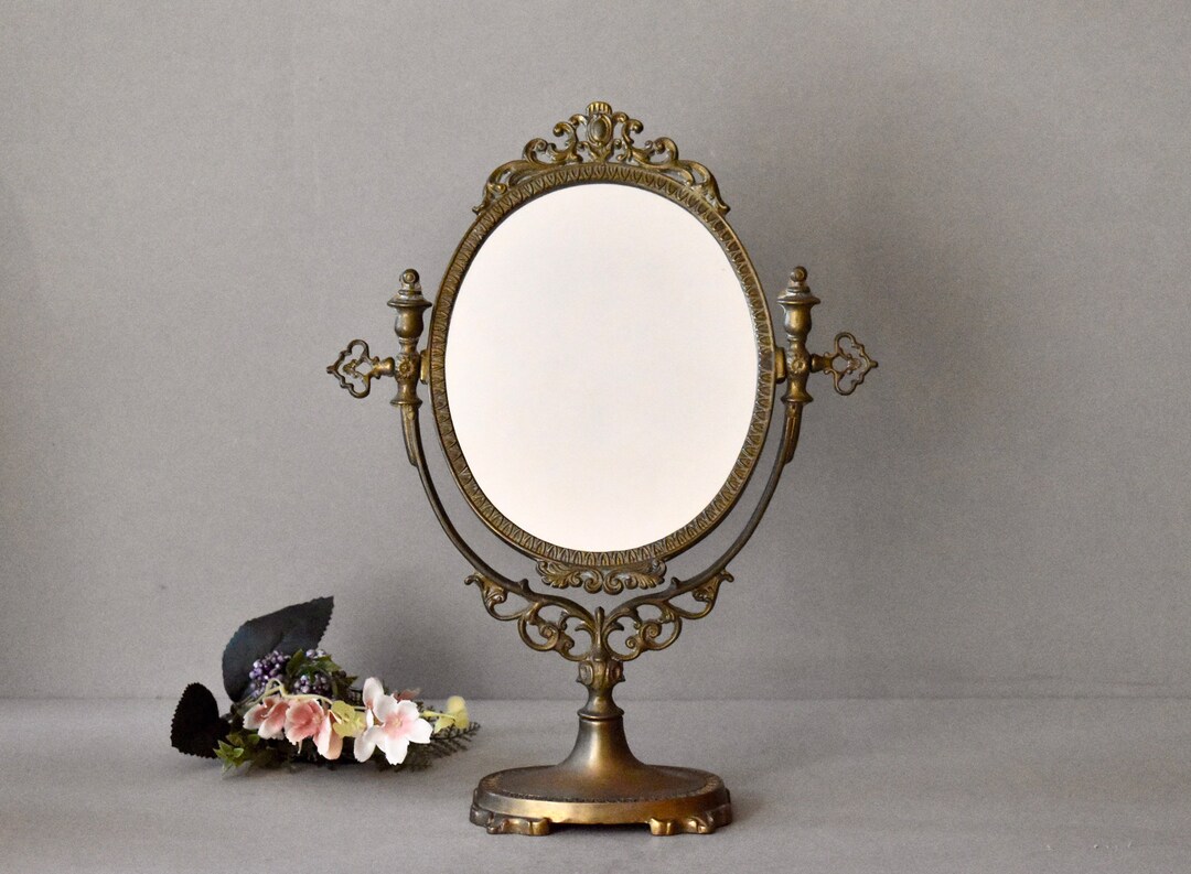 Vintage Bronze Table Mirror Baroque Makeup Mirror Home Decor - Etsy