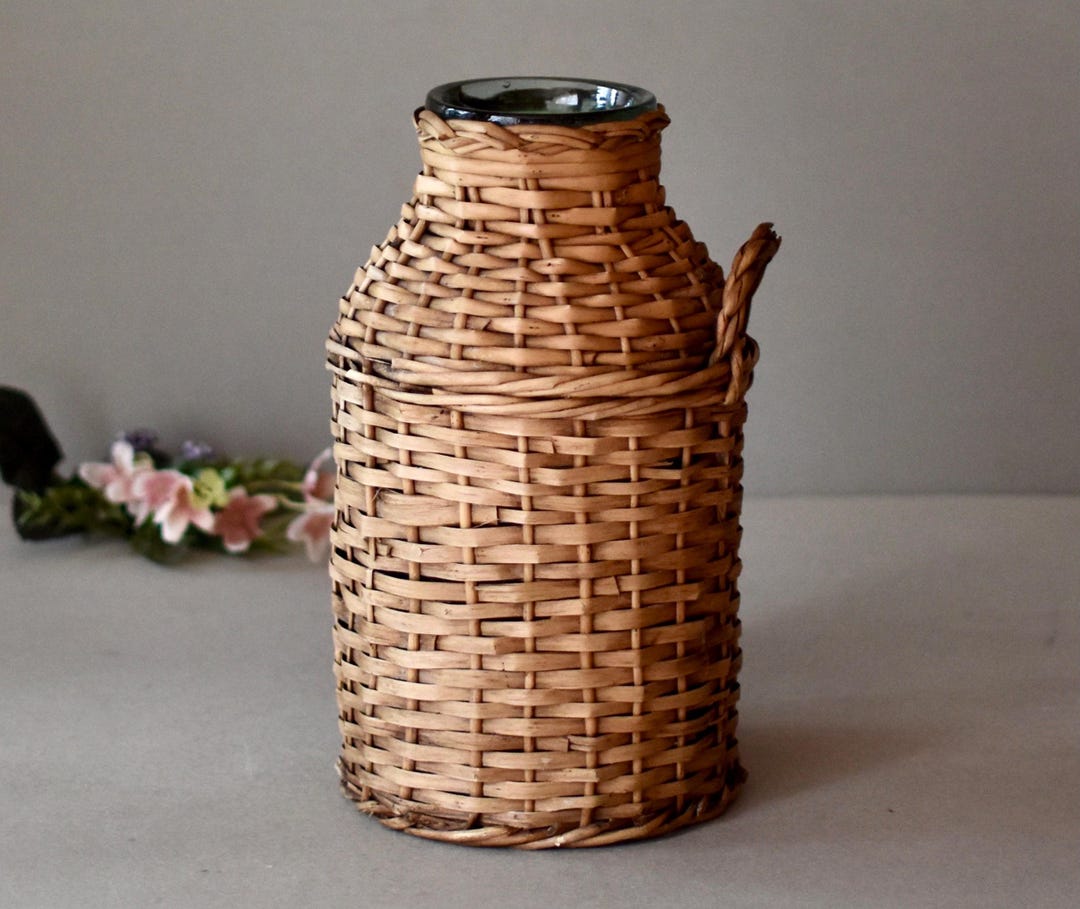 Vintage Big Jar Rattan Cover Jar Rustic Decor Home Decor - Etsy